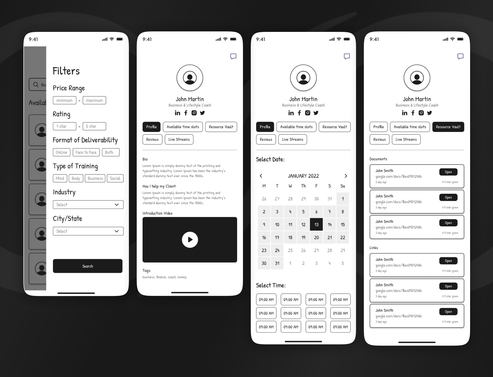 App Wireframes for Coaching Done Better App by Muhammad Abdullah • UI ...