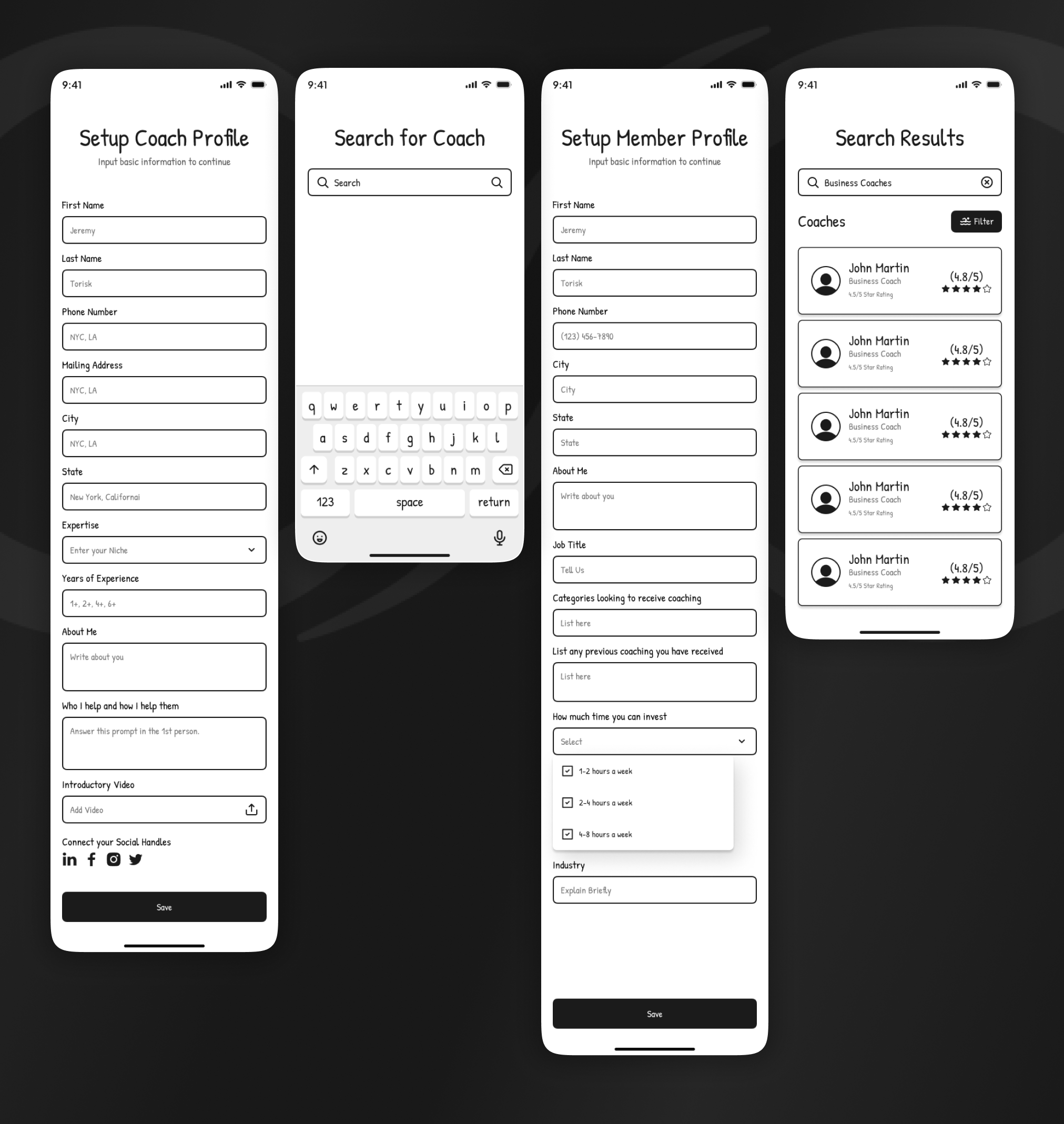 App Wireframes for Coaching Done Better App by Muhammad Abdullah • UI ...