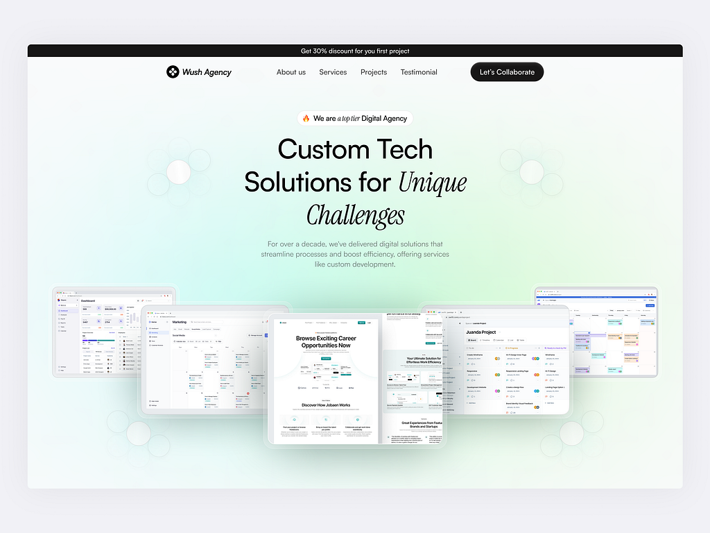 Hero Section - Wush Agency by Nizar Ali ⚡ on Dribbble