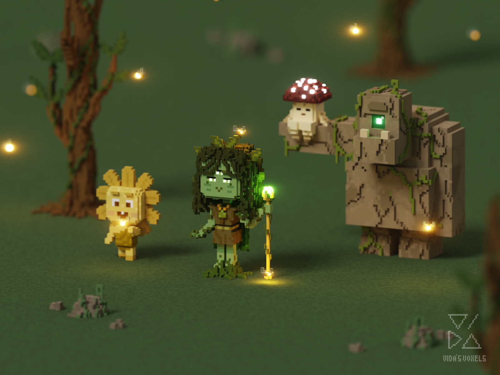 Forest Guardians Voxel Character Design by Vida's Voxels on Dribbble