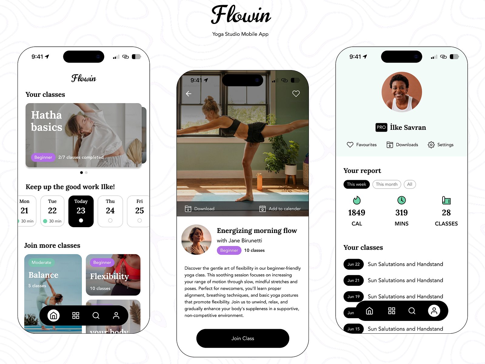 Yoga Studio Mobile App UX/UI Design by ilkes on Dribbble