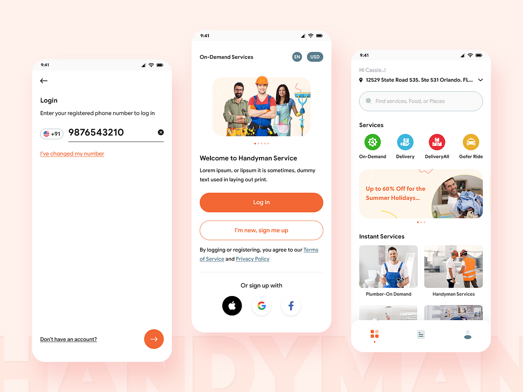 Handyman App UI Design by yagesh on Dribbble