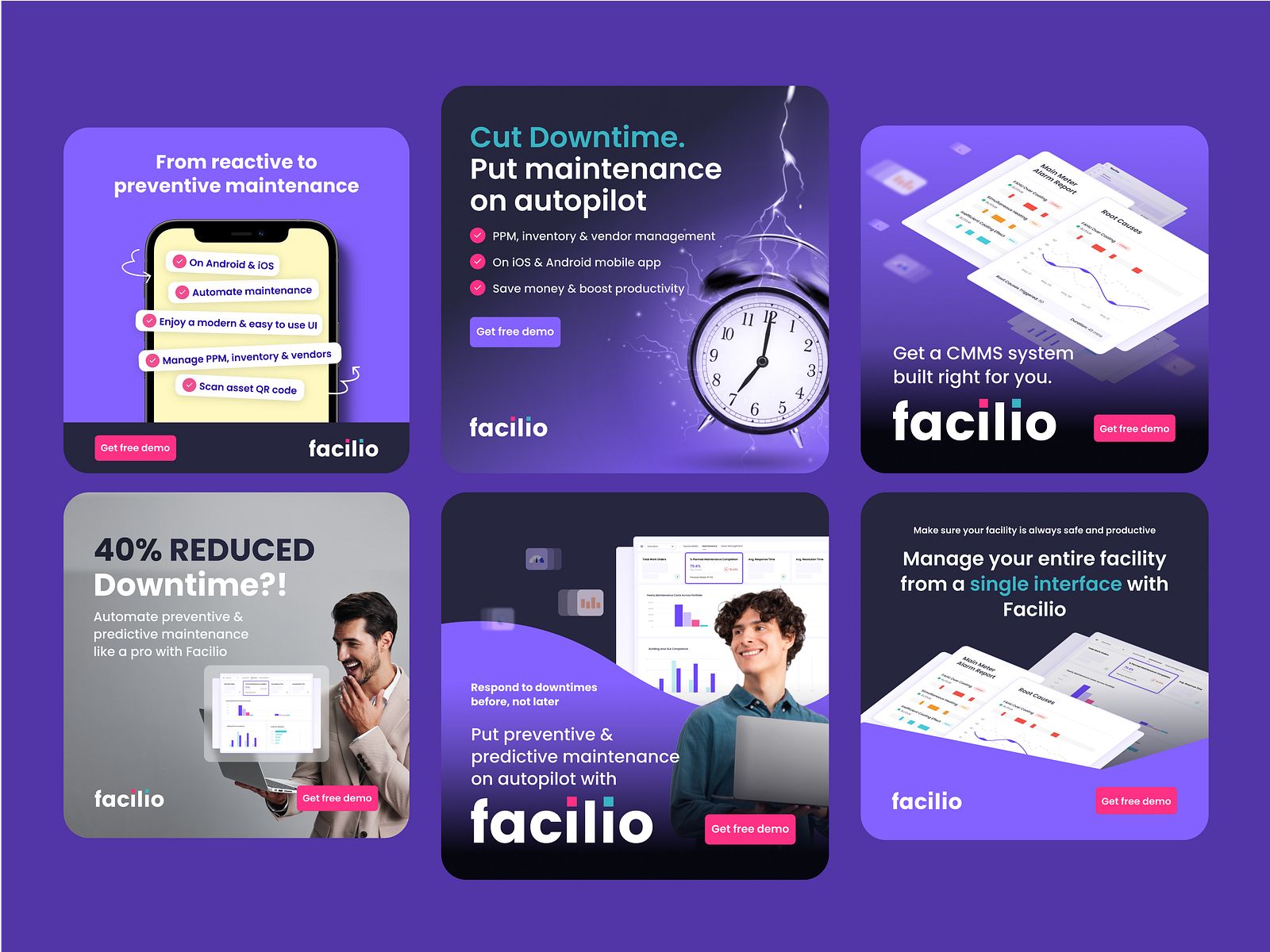 LinkedIn Ad creatives for Facilio by TripleDart Digital on Dribbble