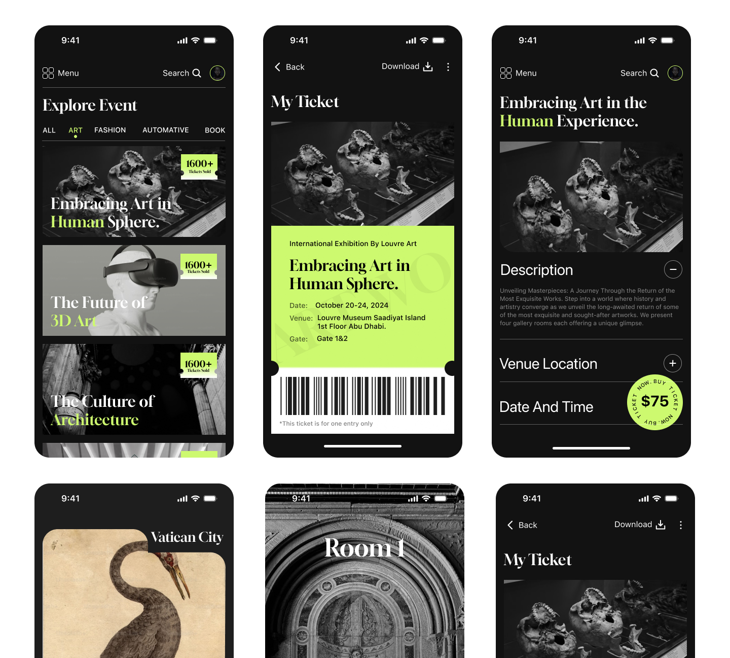 Museum Gallery & Ticket - Mobile App Concept by Garima Dasila on Dribbble