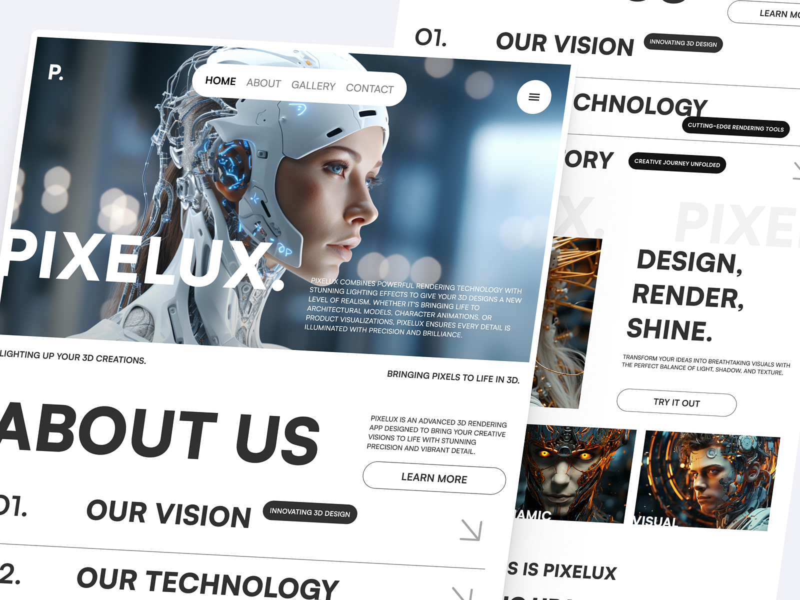 Pixelux - AI 3D Landing Page by Yohanes Nico for Orenji Studio on Dribbble
