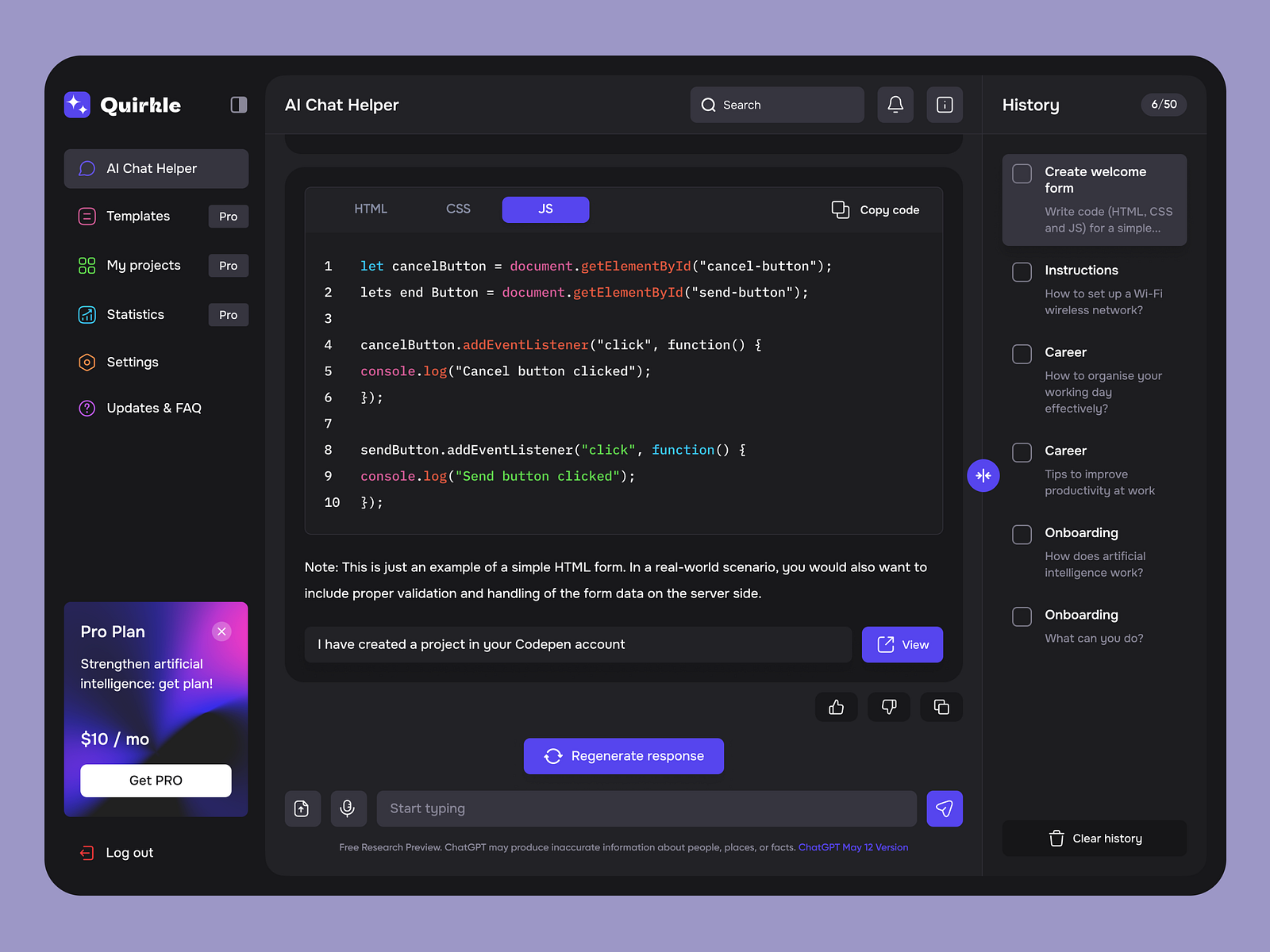AI Chatbot Web App by Ronas IT | UI/UX Team on Dribbble