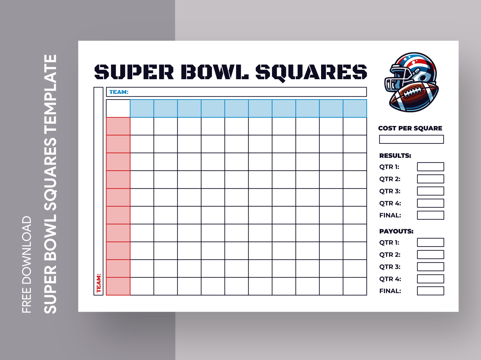 Super Bowl Squares Board by Gdoc on Dribbble