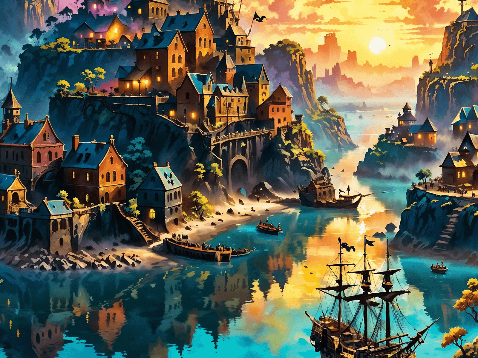 Enchanted Pirate Cove - Sunset Serenity by StellarDreamer on Dribbble