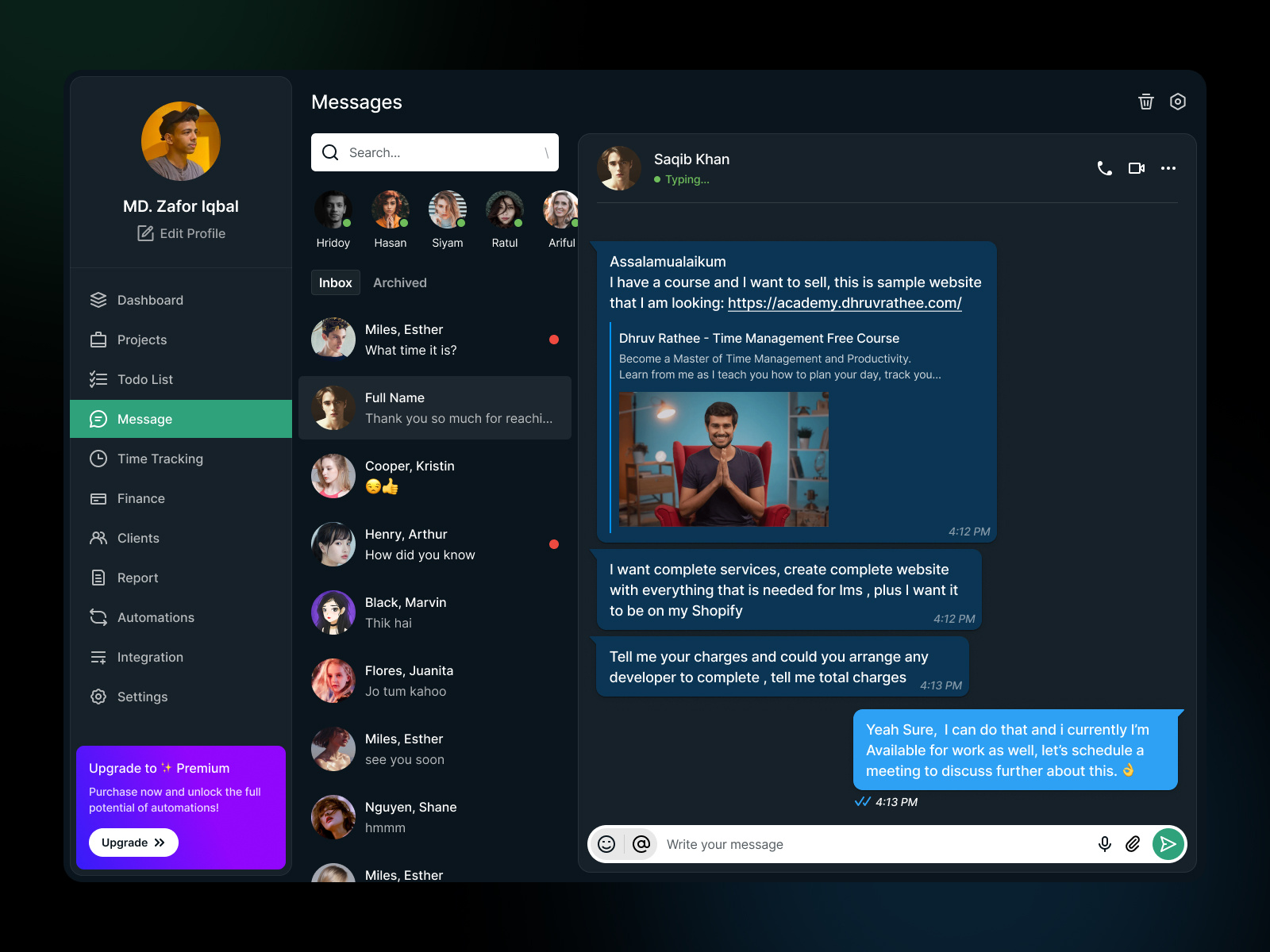 Web Message UI by Zafor Iqbal on Dribbble