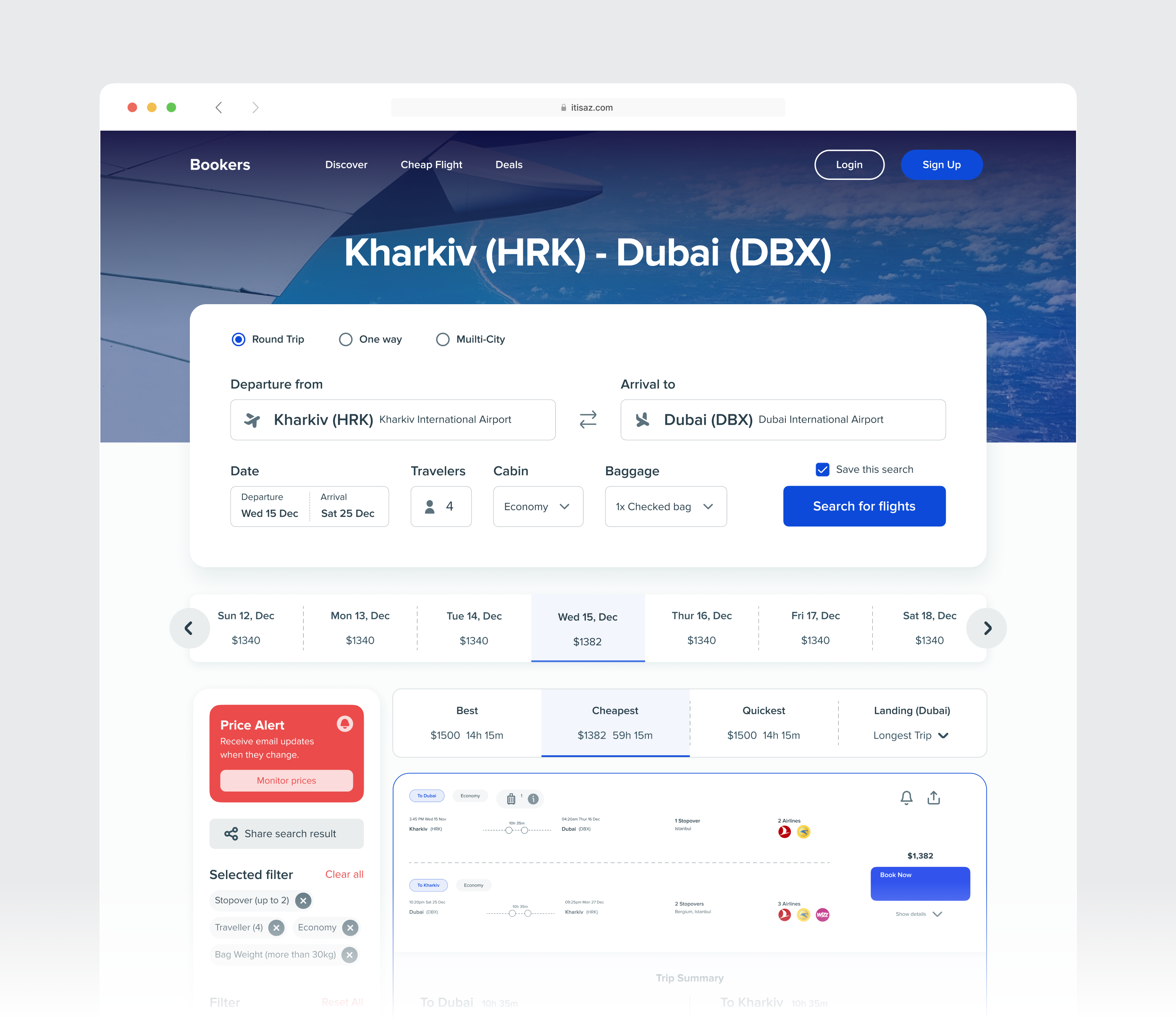 Bookers - Flight booking search result by Azeez Abideen on Dribbble