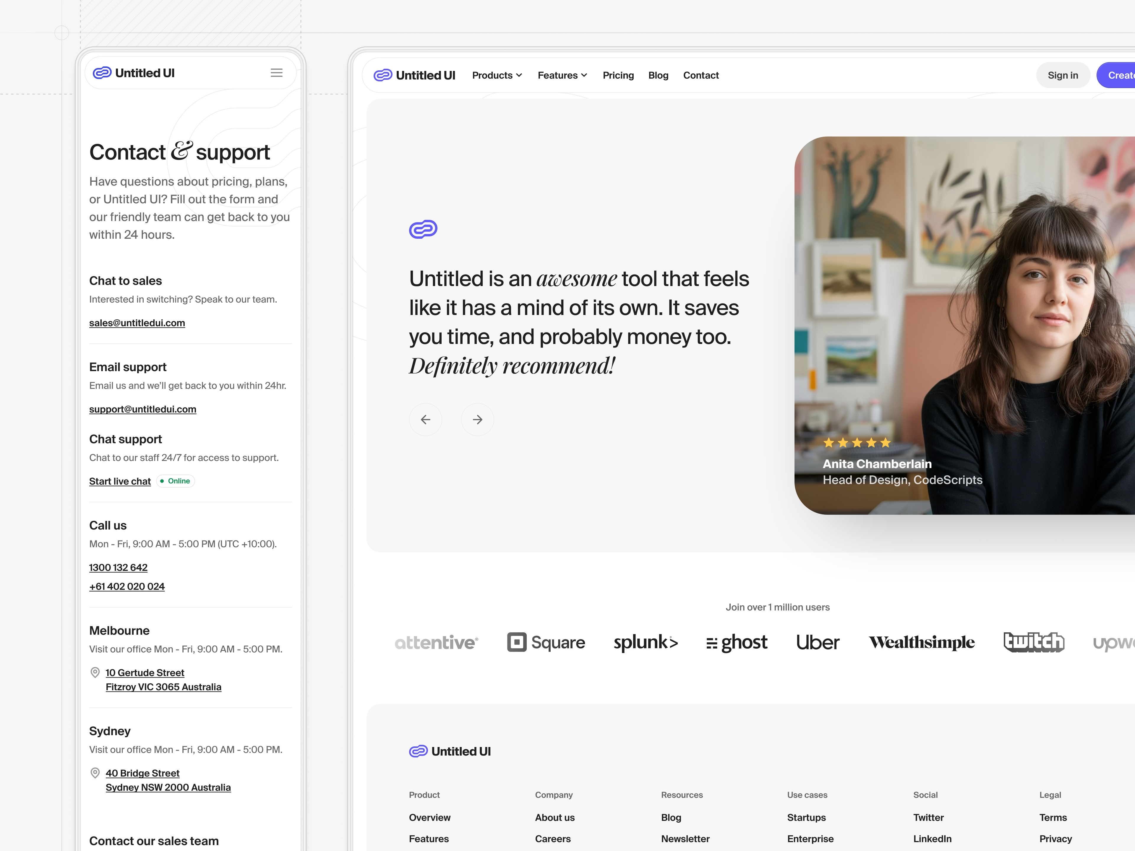 Contact & support — Untitled UI by Jordan Hughes® on Dribbble