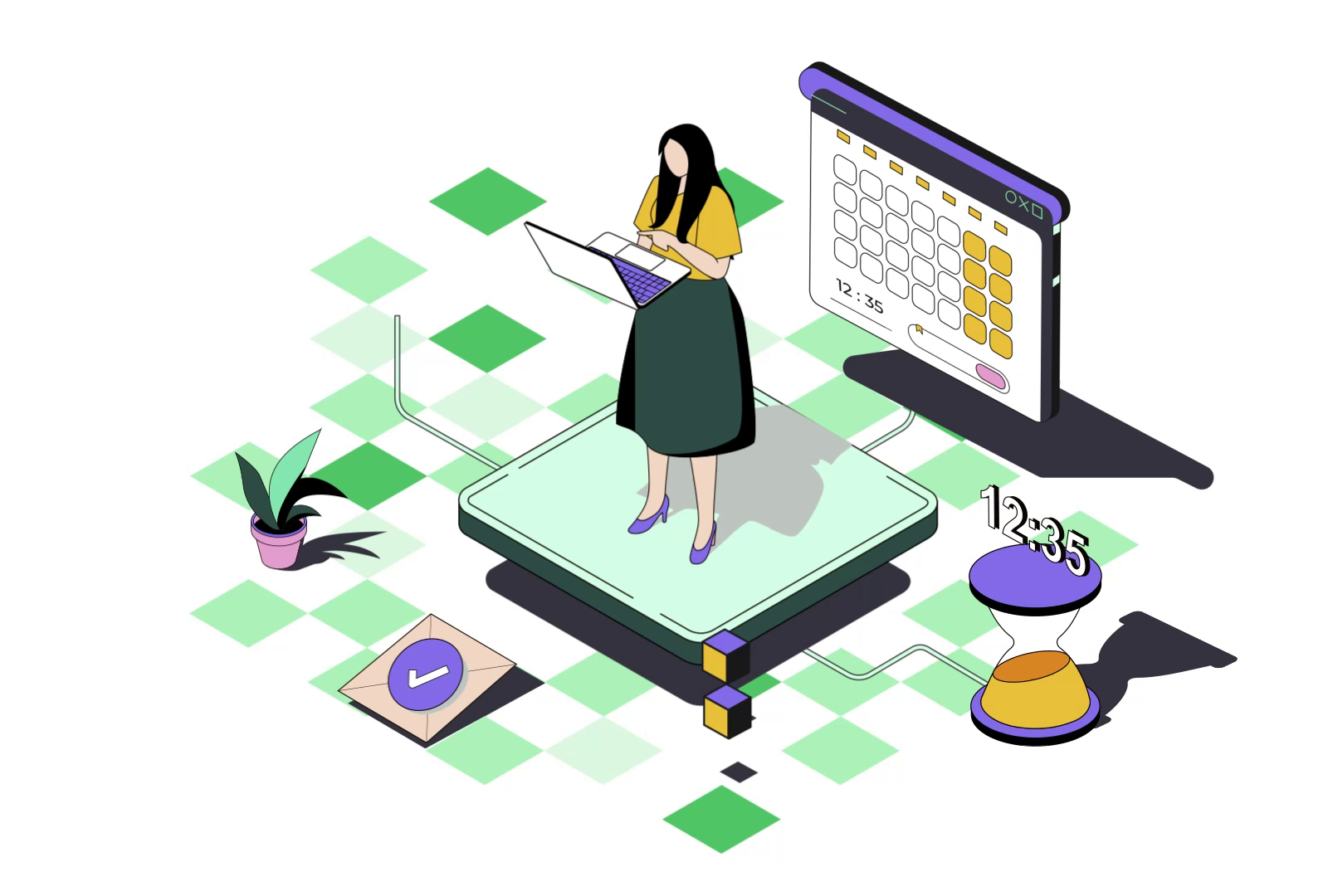 Digital Time Management 2D Isometric Animation by DigitalCrocs on Dribbble