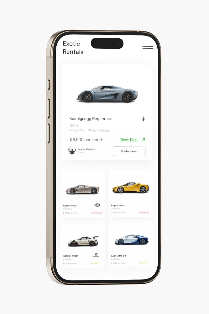 Exotic Rentals - Website UI/UX Design by OGD.STUDIOS on Dribbble