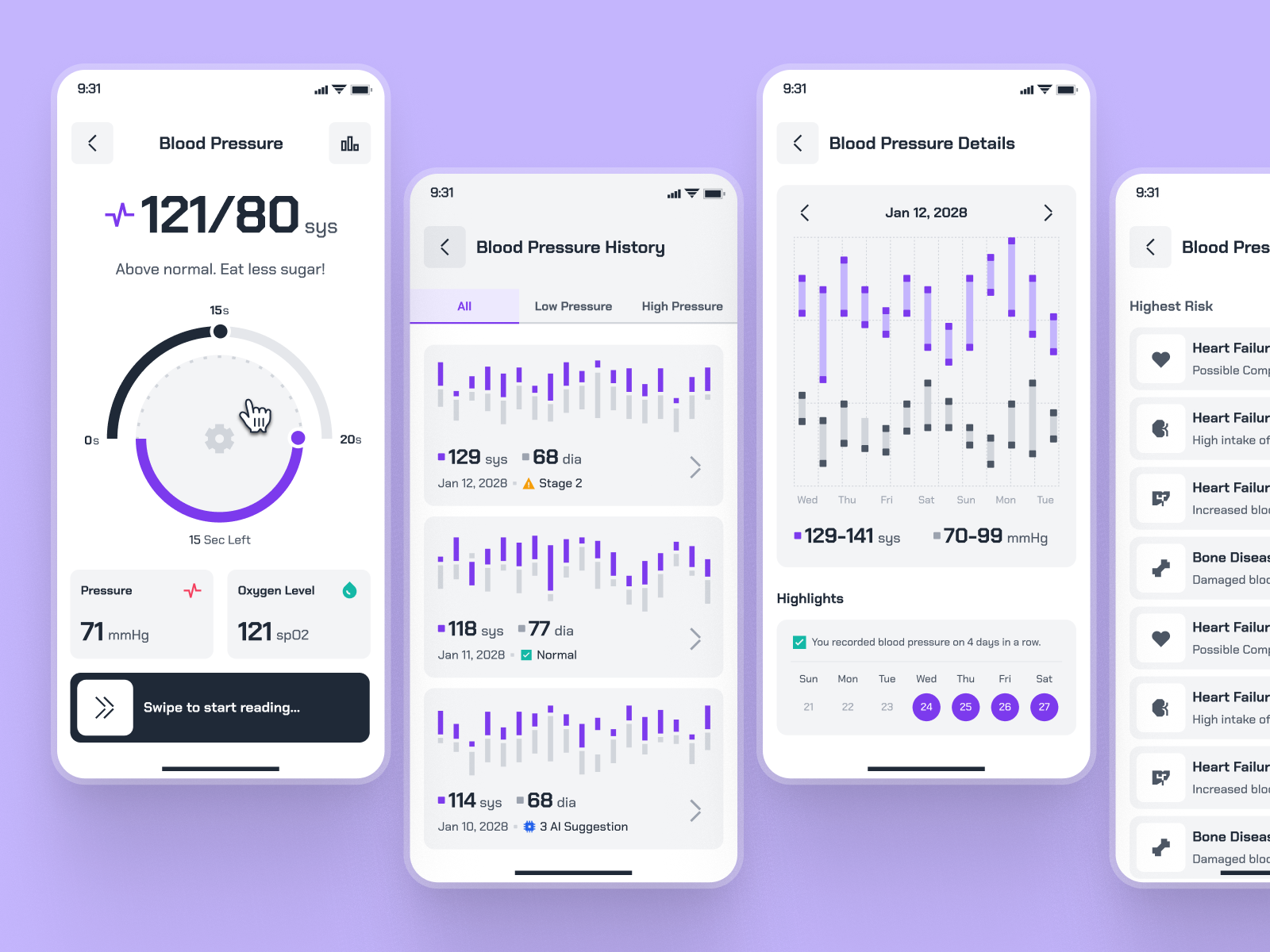 turing UI Kit: AI Smart Healthcare App | Blood Pressure Monitor by strangehelix on Dribbble