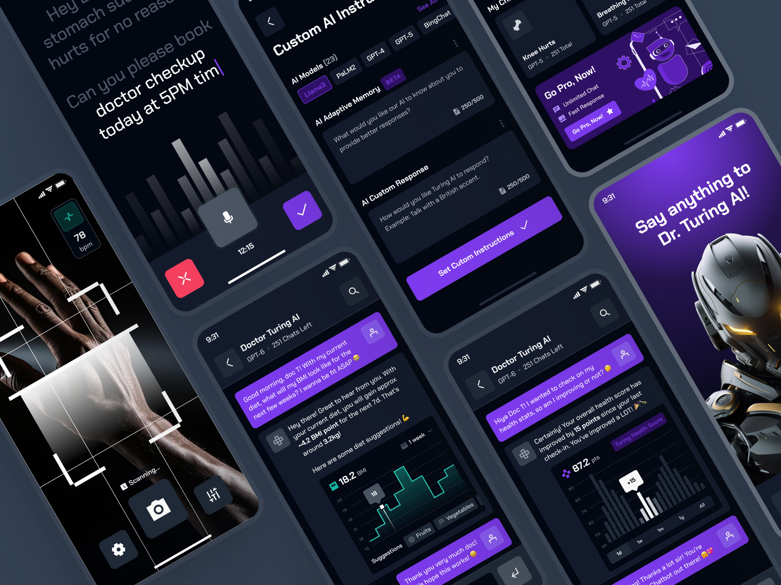 turing UI Kit: AI Smart Healthcare App Health Assistant Flow by strangehelix on Dribbble
