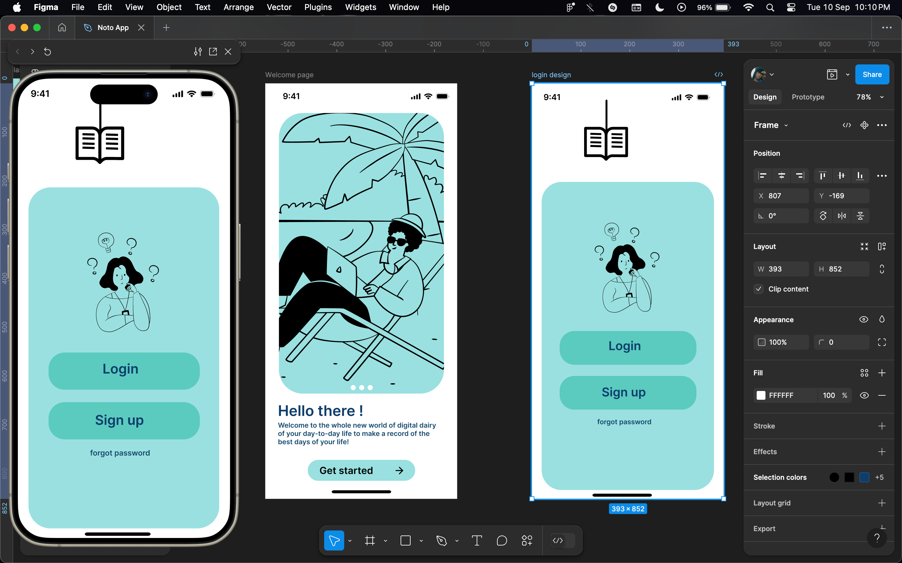 digital personal diary splash screen, welcome and login UI/UX by MONISH ...