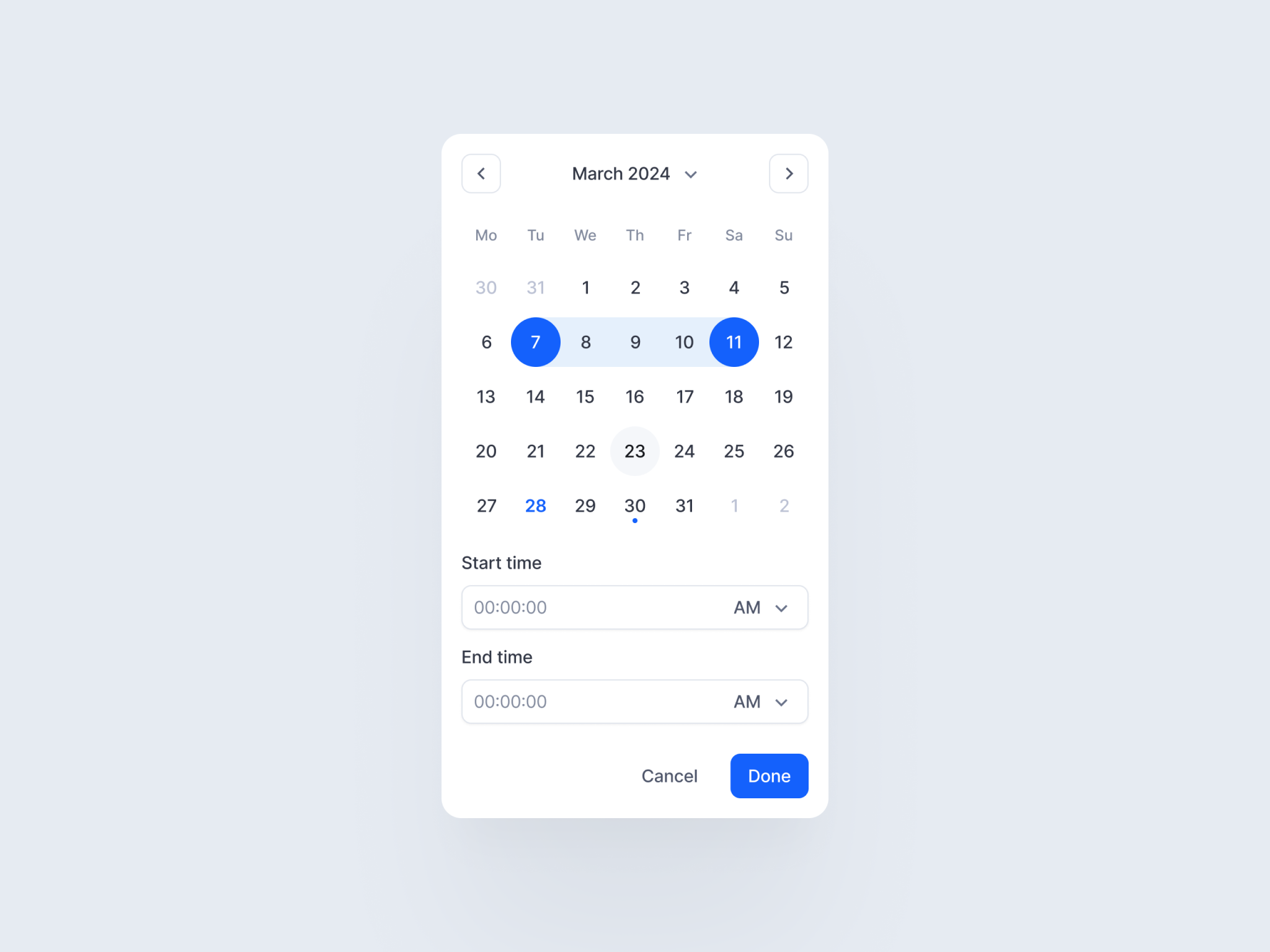 Date Picker - SquareUI Design System by Rabii Mhamdi on Dribbble