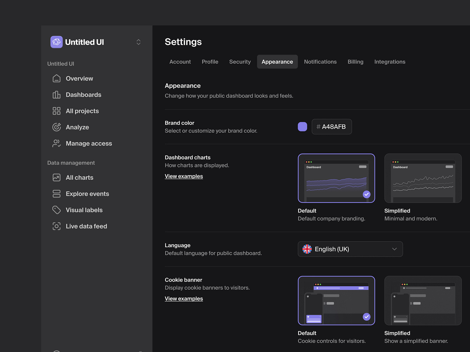 Appearance settings — Untitled UI by Jordan Hughes® on Dribbble