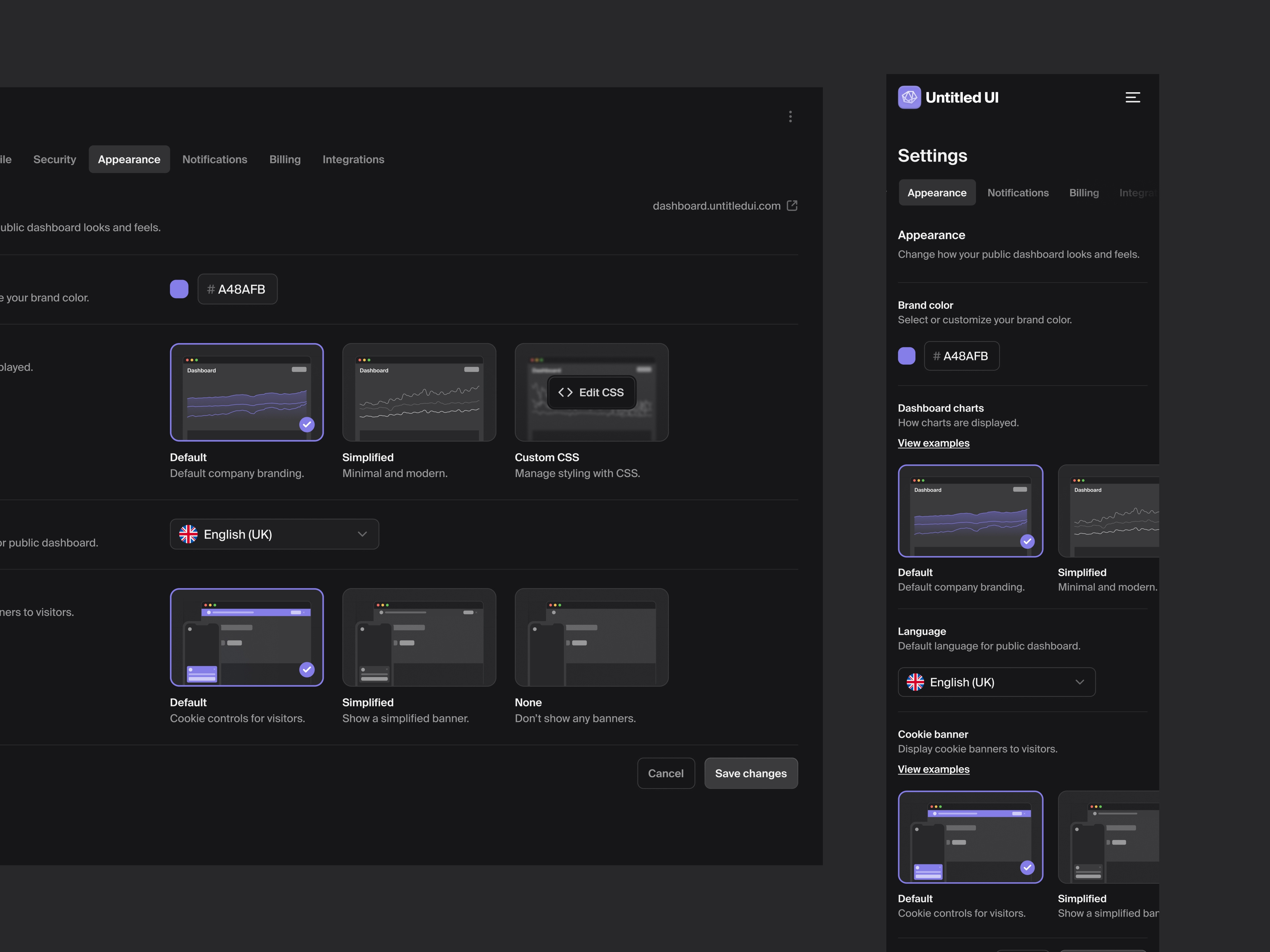 Appearance settings — Untitled UI by Jordan Hughes® on Dribbble