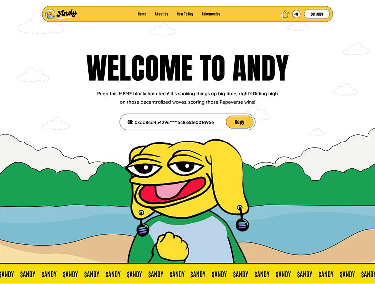 Andy - Meme Token Landing Page by Abu Raihan ‌ for Fintora on Dribbble