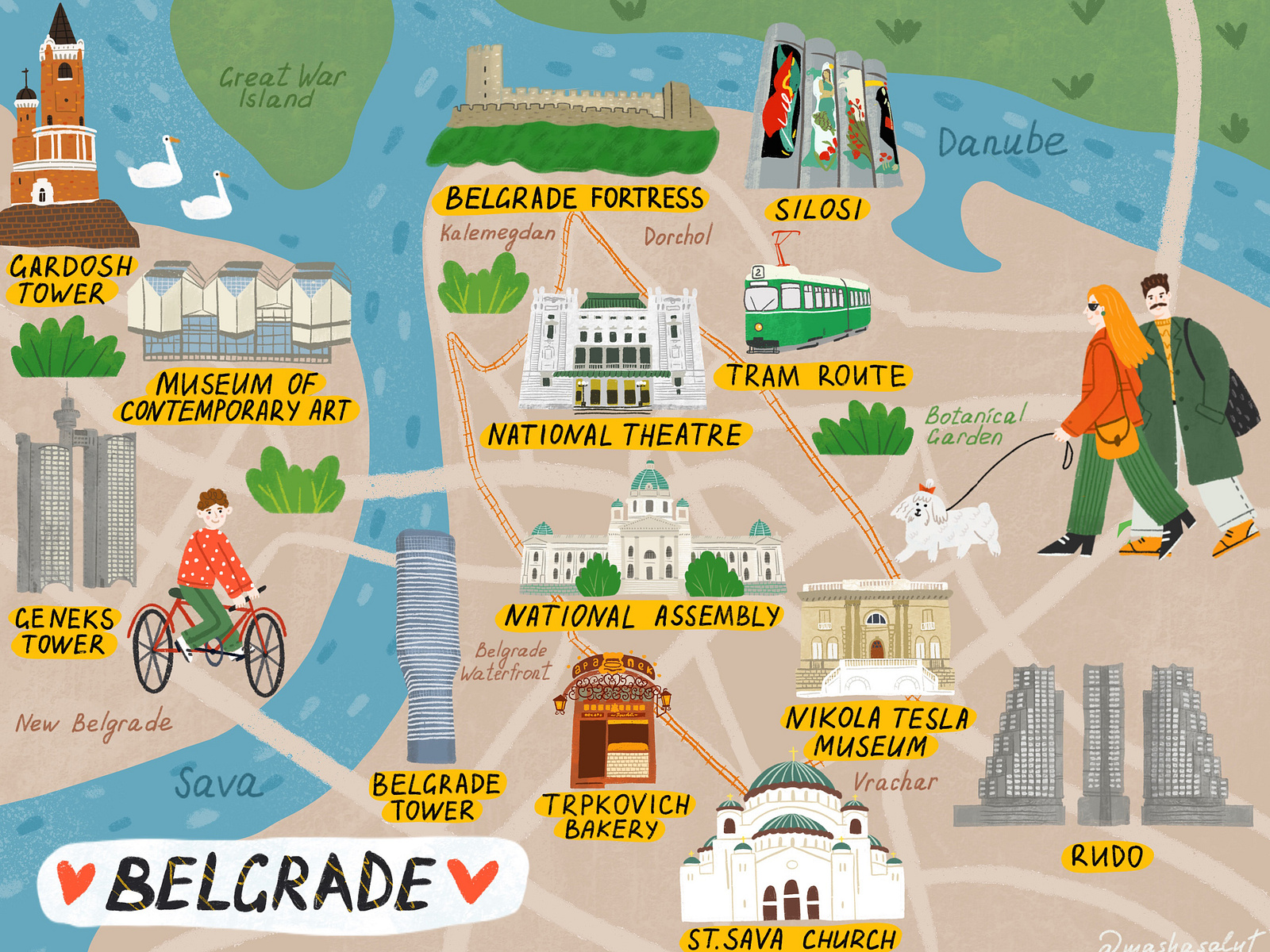 City Map of Belgrade by Masha Morozova on Dribbble
