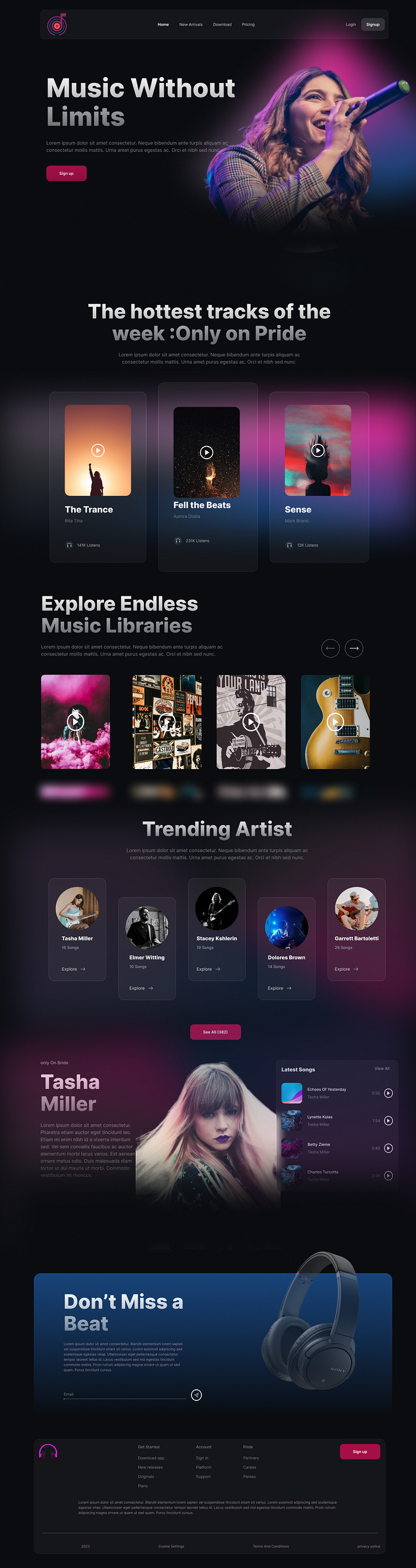 Music Website UI by Hassan Aljeshi on Dribbble
