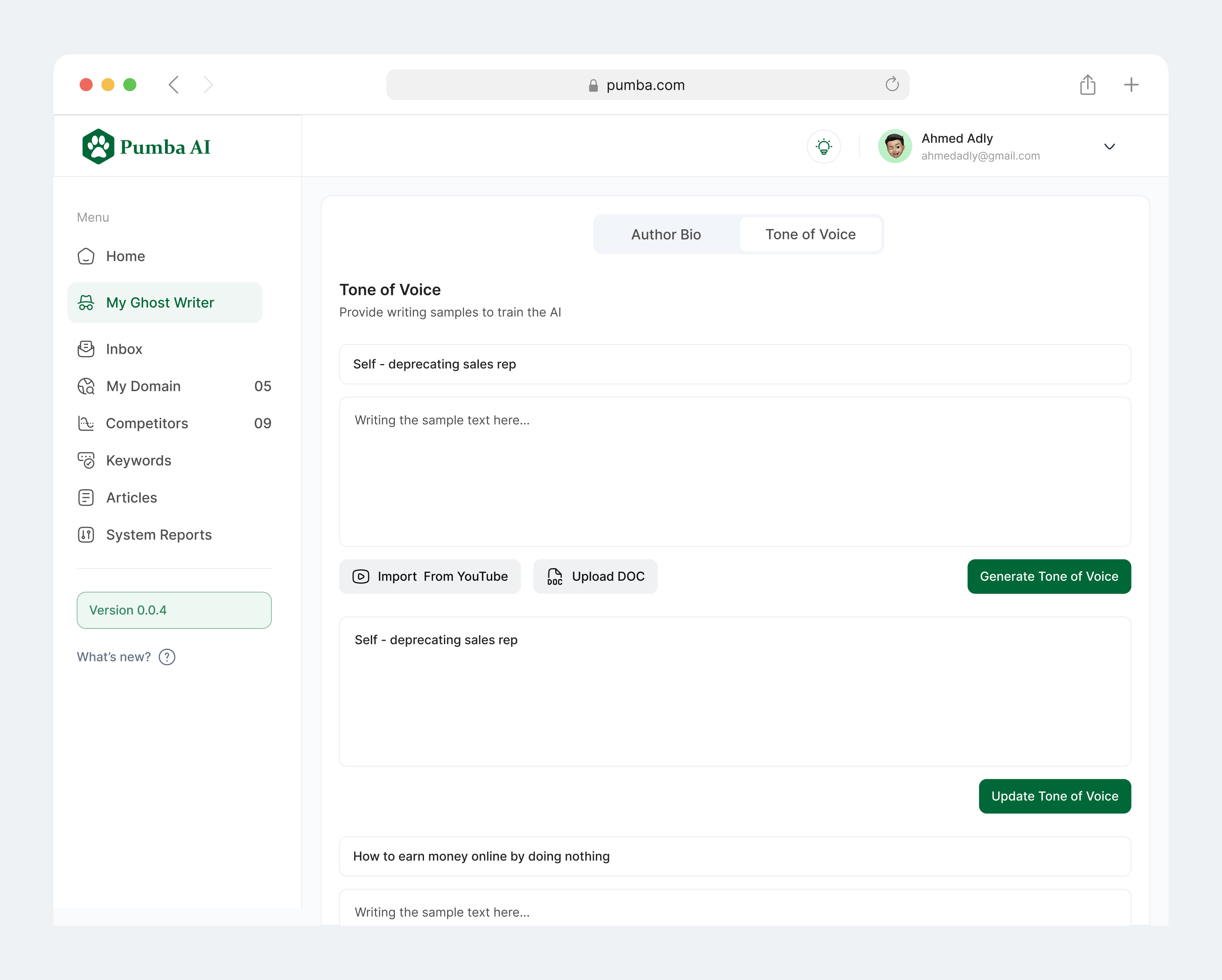 Pumba - Ai content writer tool by Jabel | UIUX & Web Design on Dribbble