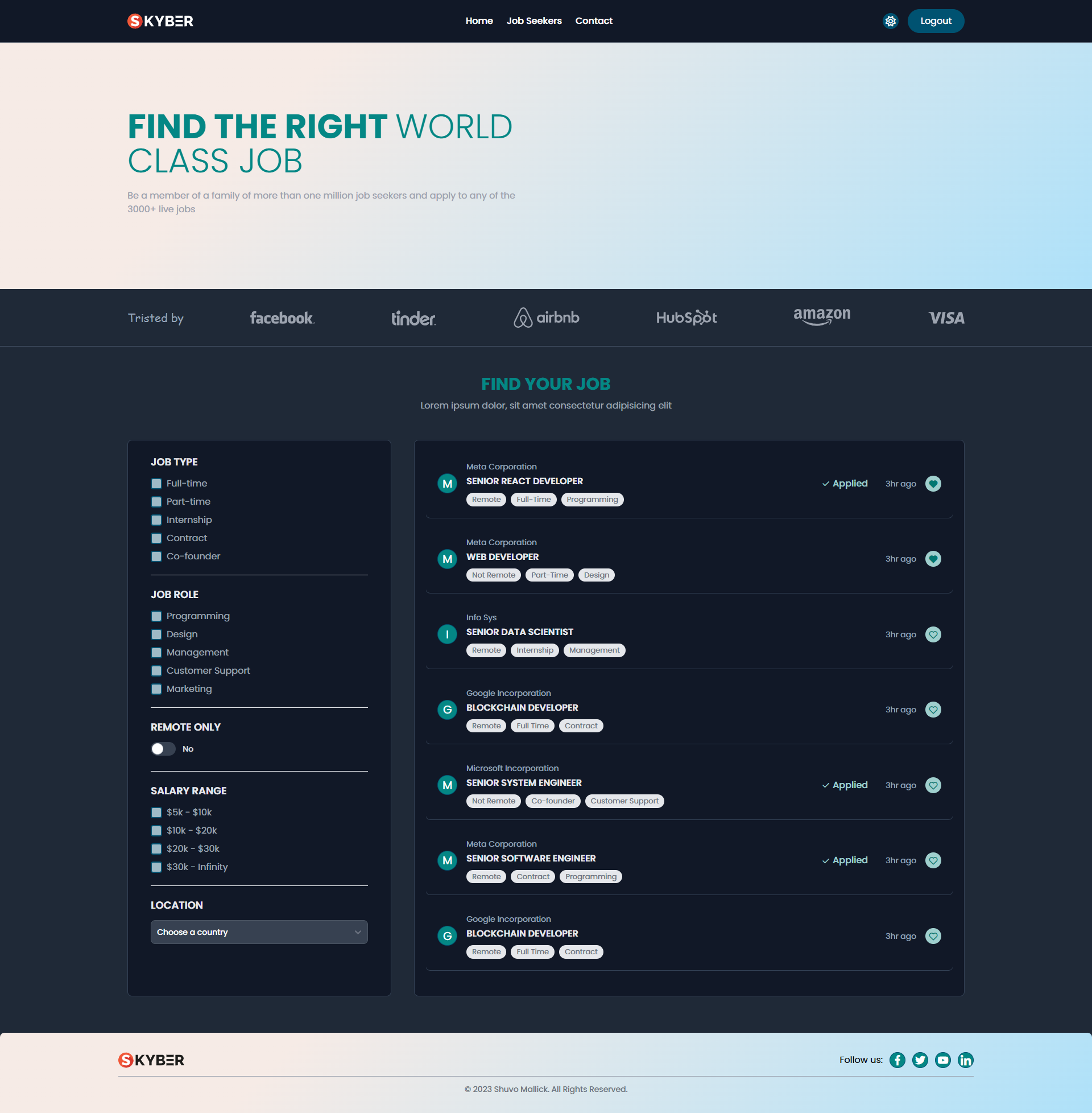 VUE - JOB FINDING WEBSITE TEMPLATE by Shuvo Mallick on Dribbble