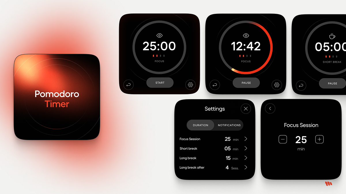 Pomodoro Timer by Manu on Dribbble