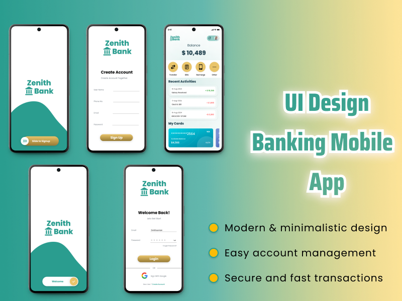 Modern Banking App UI Design by Syed Mamoon ur Rasheed on Dribbble