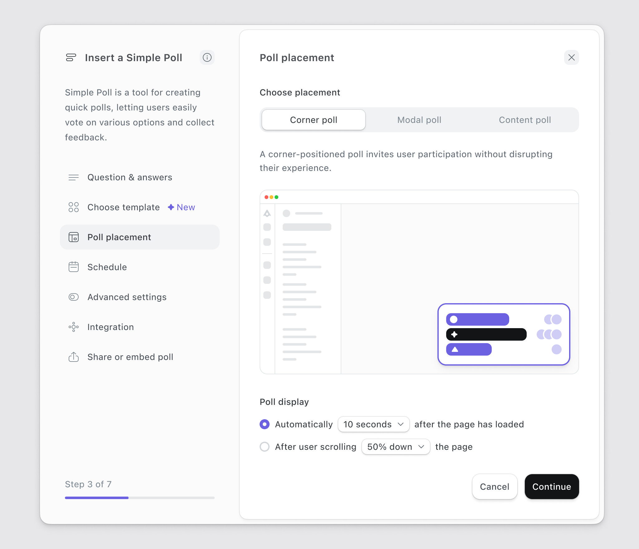 Simple Poll modal - Poll placement by Andrew Mialszygrosz on Dribbble