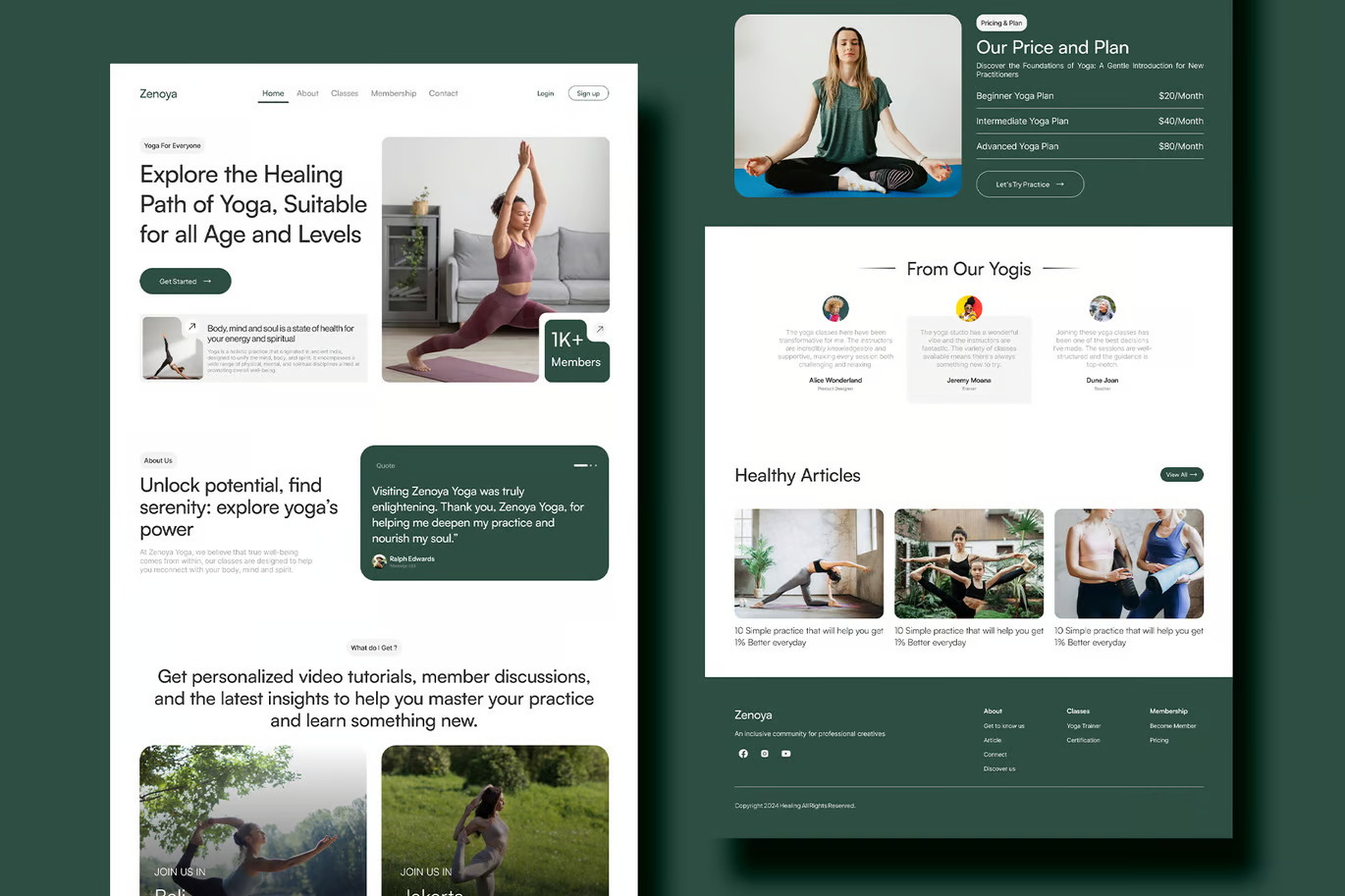 Zenoya - Yoga Landing Page Case study by Code Babbage on Dribbble
