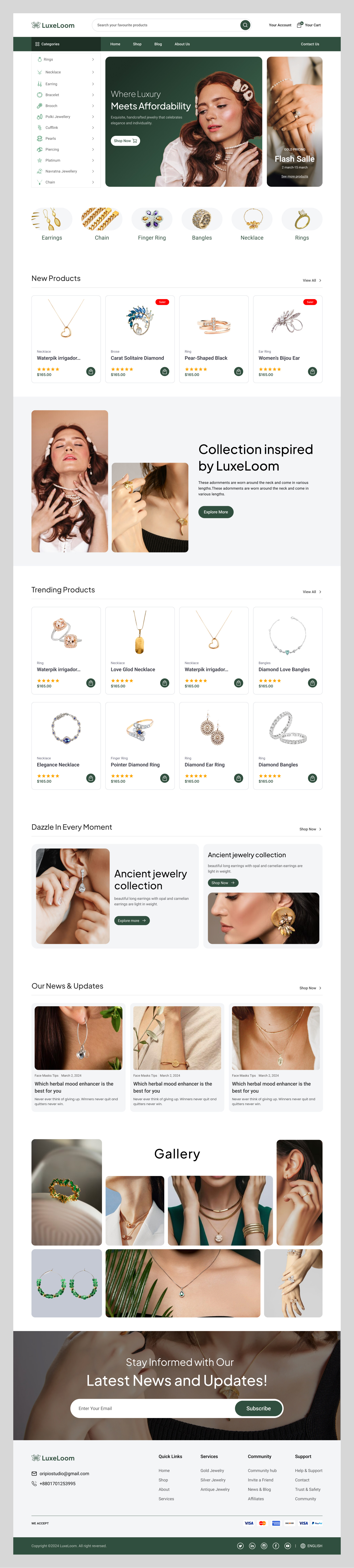 LuxeLoom - Jewelry E-commerce Website Design by Sujon Hossain for Oripio on Dribbble