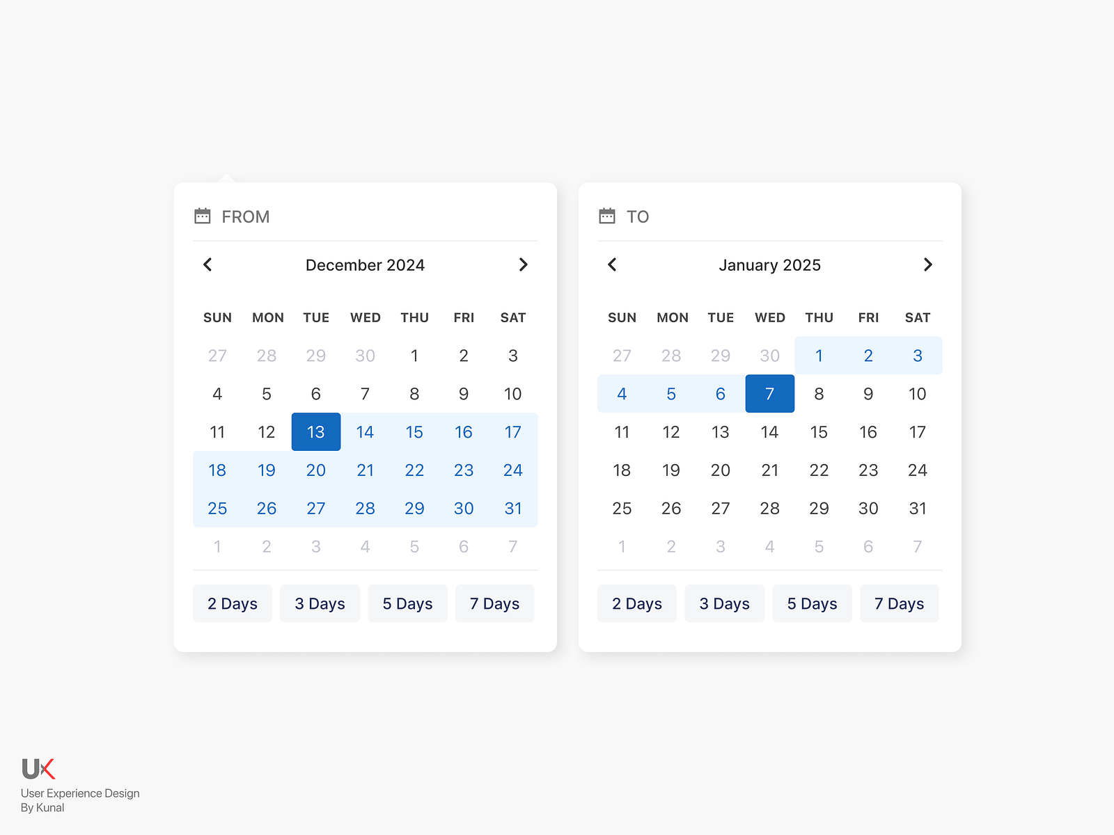Date Range Picker Web UI Design Component Web Design System by Kunal ...