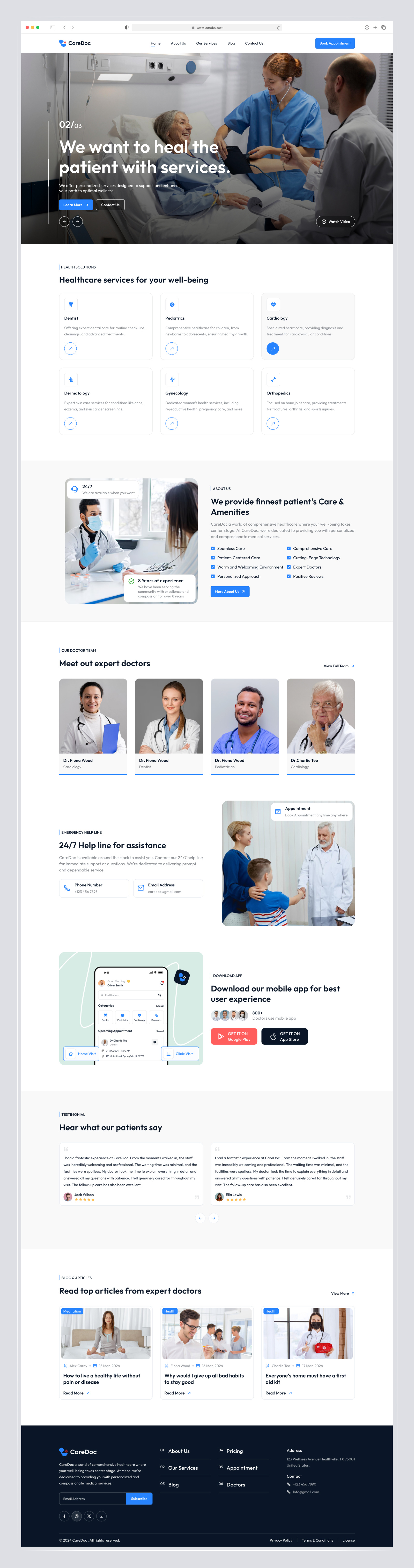Hospital Website Design by Bhavik Dobariya on Dribbble