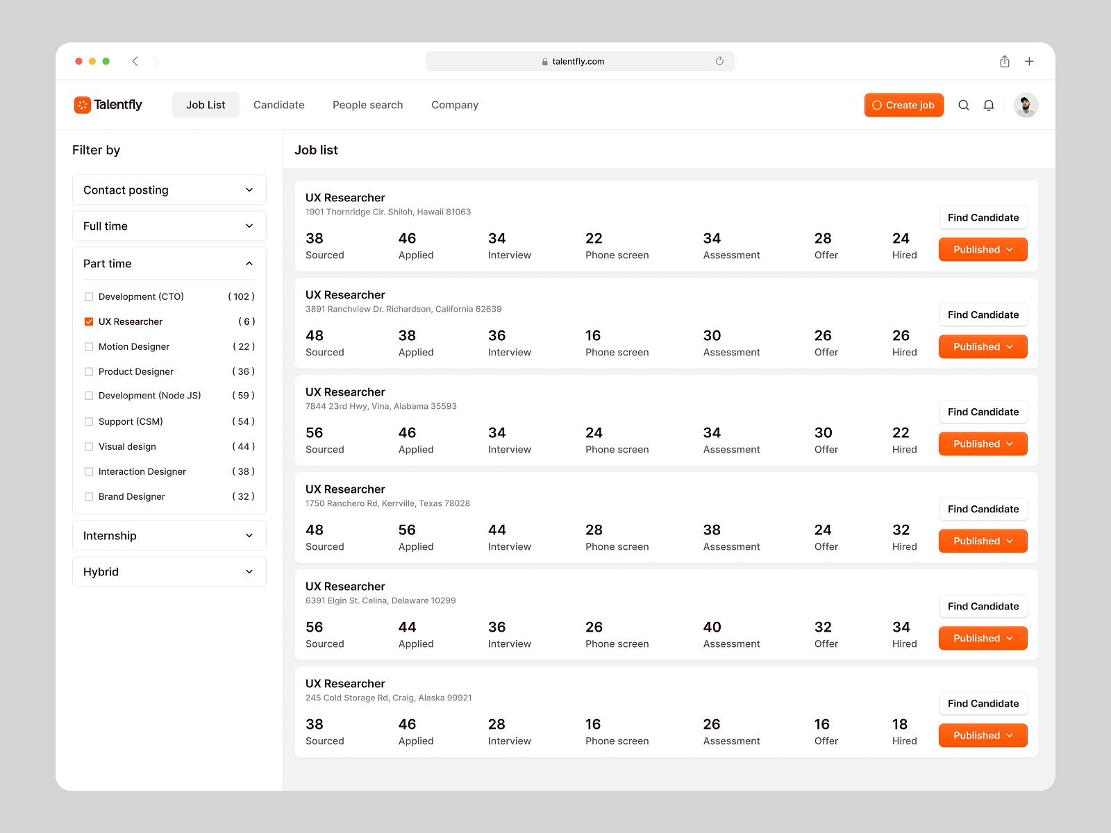 Talentfly - SaaS ATS Job List Dashboard by Shahid Miah UI UX Designer ...