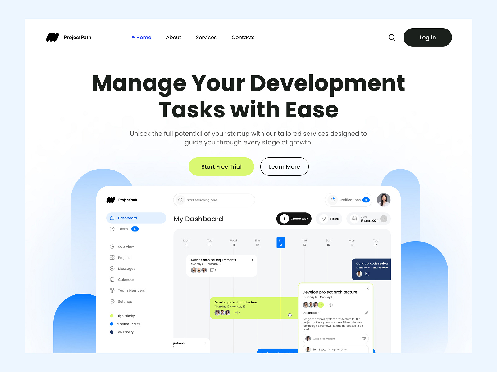 Project Management Landing Page by Bato on Dribbble