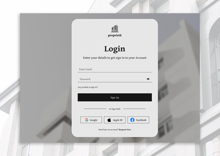 proprietà - Login Page web Design by Futurerrahman on Dribbble
