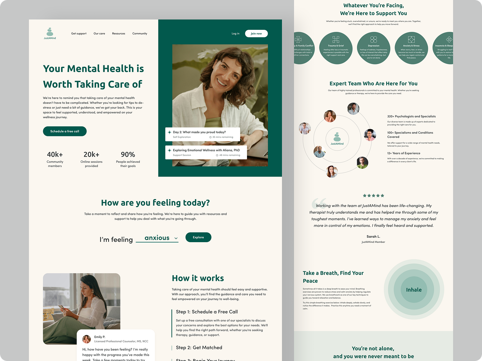 Responsive Mental Health Website Design by Tisha Saha on Dribbble