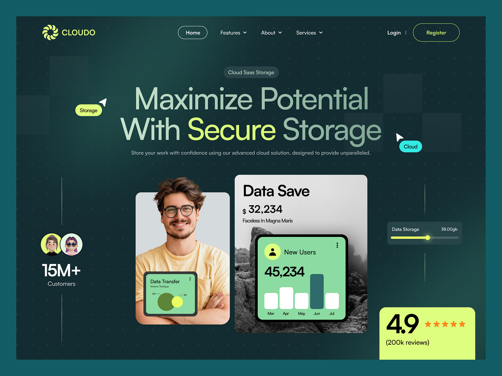 Cloud Storage Website Header by Sans Design for Sans Brothers on Dribbble