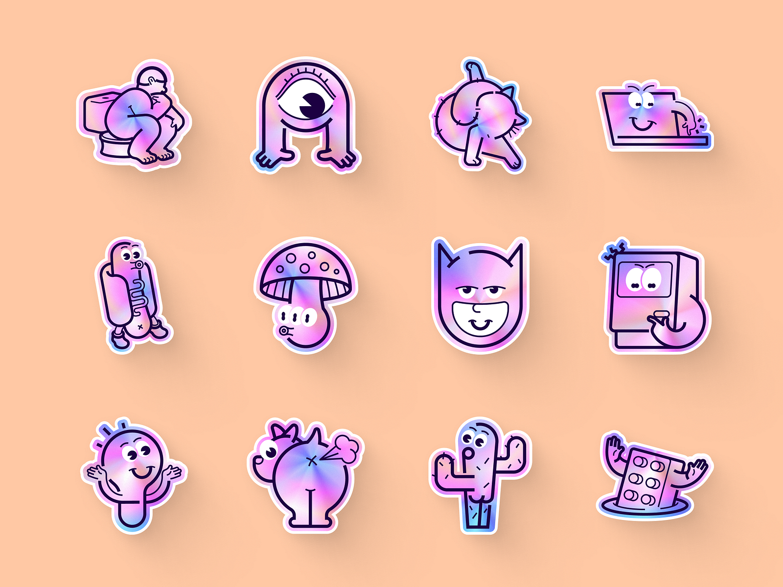 Hilarious stickers by Pawel Olek on Dribbble