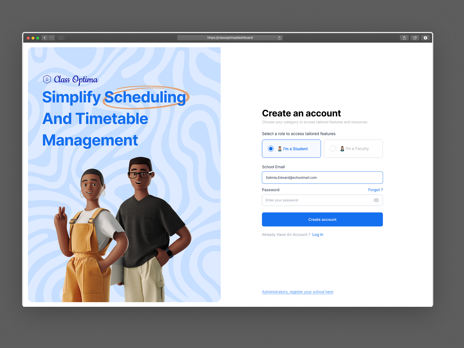 School Time Management Login UI by Dave on Dribbble