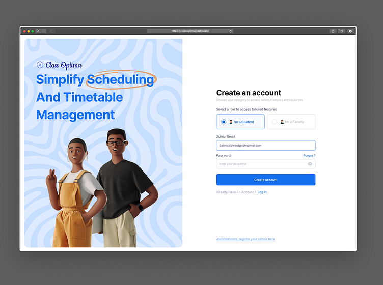 School Time Management Login UI by Dave on Dribbble
