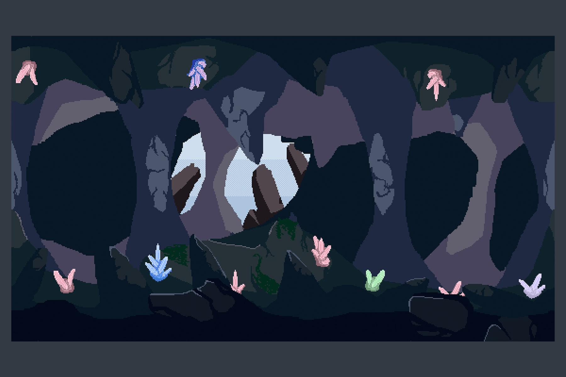 Free Crystal Cave Pixel Art Backgrounds by 2D Game Assets on Dribbble