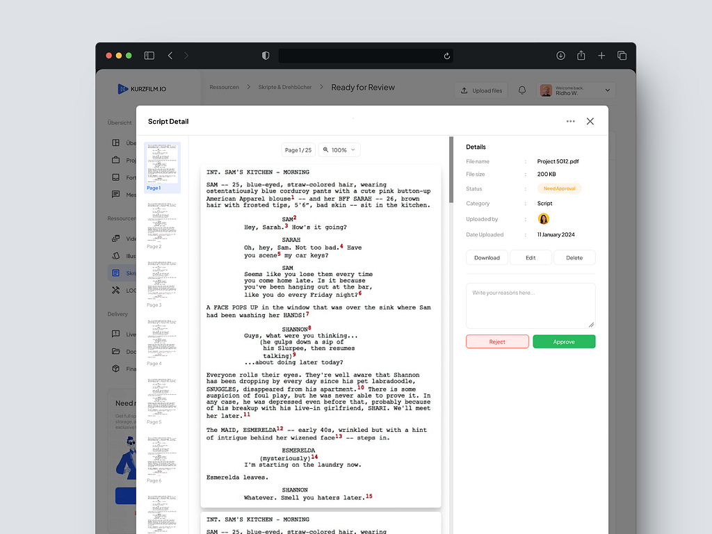 Kurzfilm.io - Script Detail Page by Ridho Weedy on Dribbble