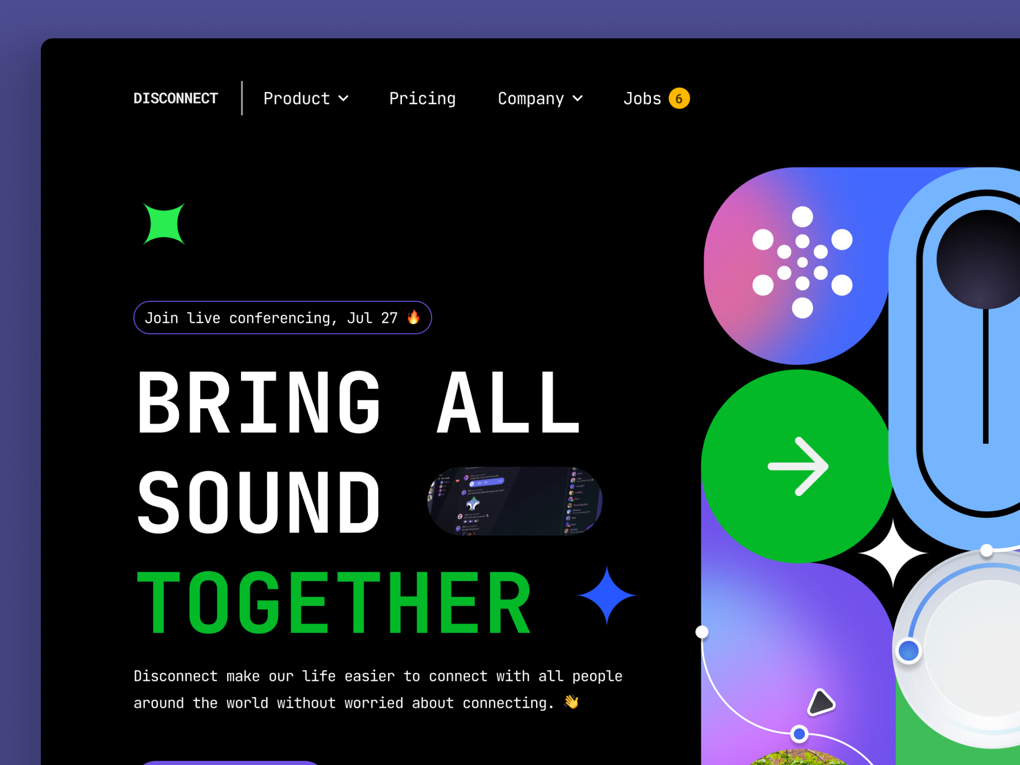 Disconnect - Hero Section Conference App by Adi Nugraha Putra for The ...