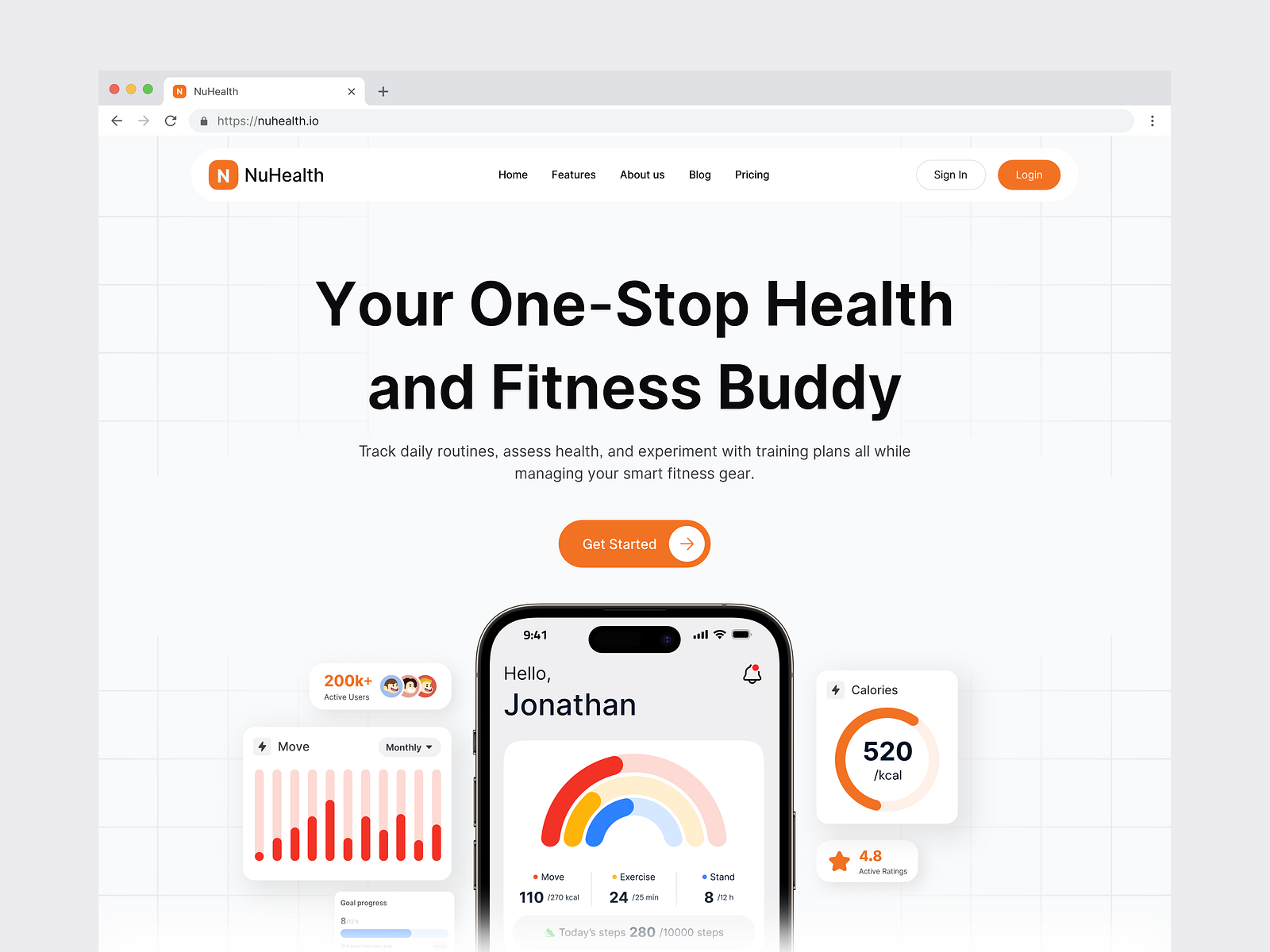 NuHealth - Health and Fitness Buddy Landing by Xenity UI for Xenity ...