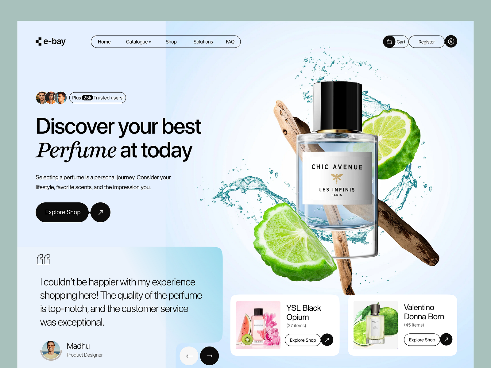 Perfume Web Site Design: Landing Page / Home Page UI by Madhu Miah on ...
