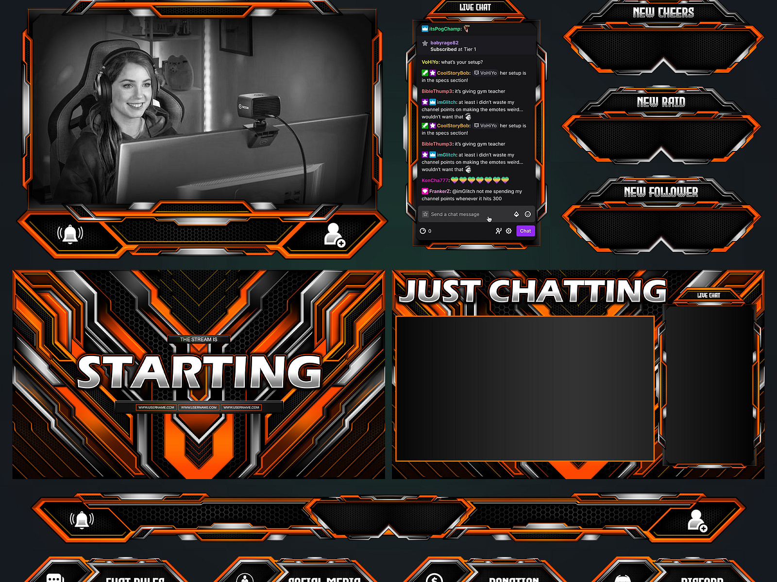 Clean Overlay Pack Design | Orange Stream Overlay for Twitch by ...