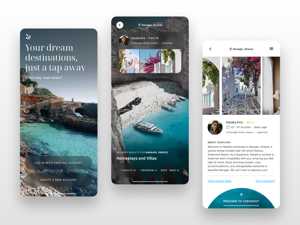 Travel booking app - mobile UI by Siddharth Menon on Dribbble